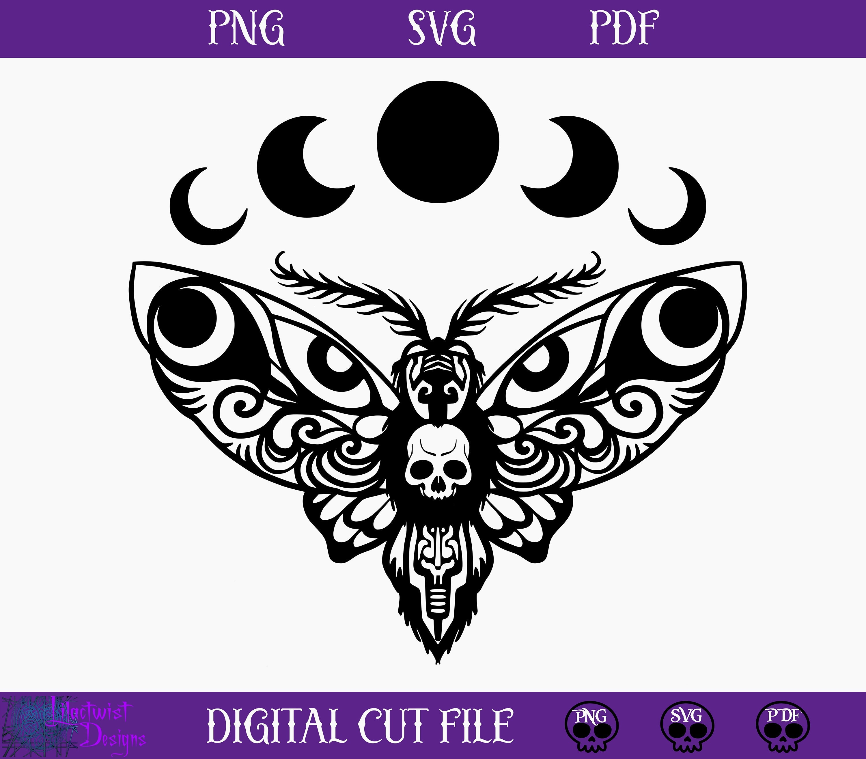 Death Moth SVG / Moon SVG / Moon Phases SVG / Cricut Cutting - Etsy