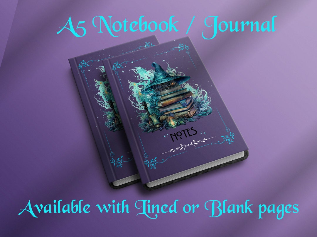 Magical Books & Witches Hat Journal / Notebook A5 Lined, Blank, Grid ...