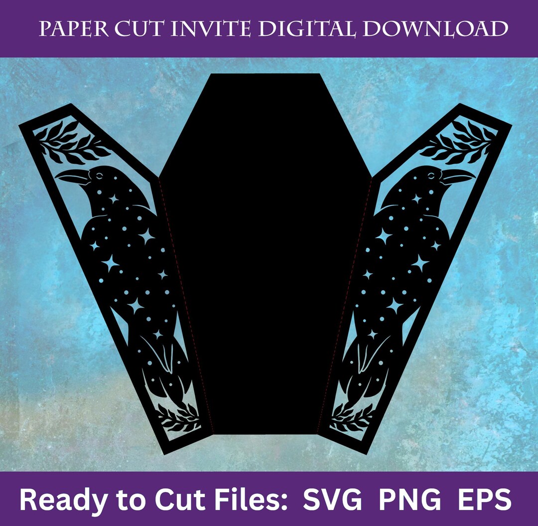Raven/crow Coffin Invite Svg/png/eps Cut File, Gothic Wedding Invitation, Coffin Cut File ...