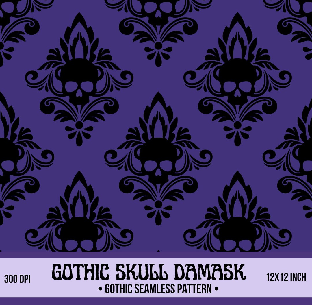 Gothic Skull Damask Pattern | Seamless Background | Gothic Repeating ...