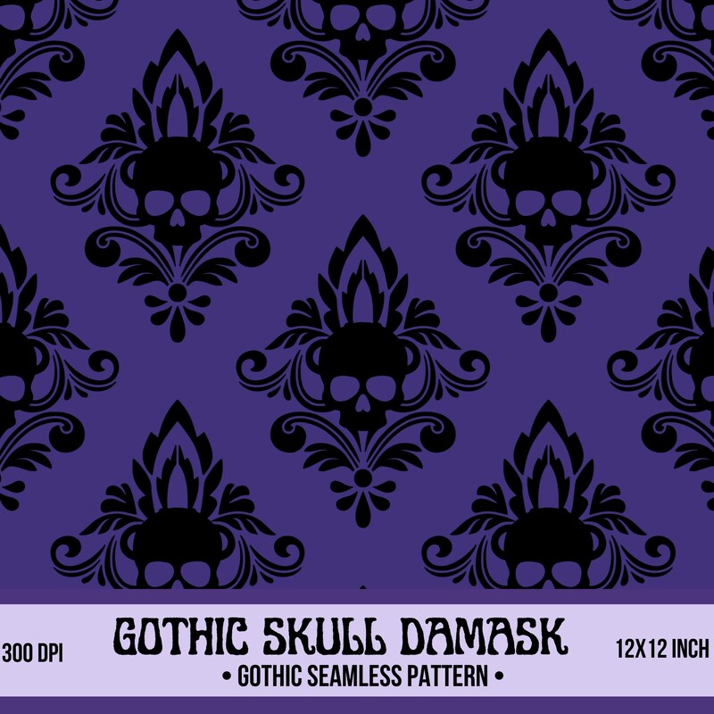 Skull Damask - Etsy