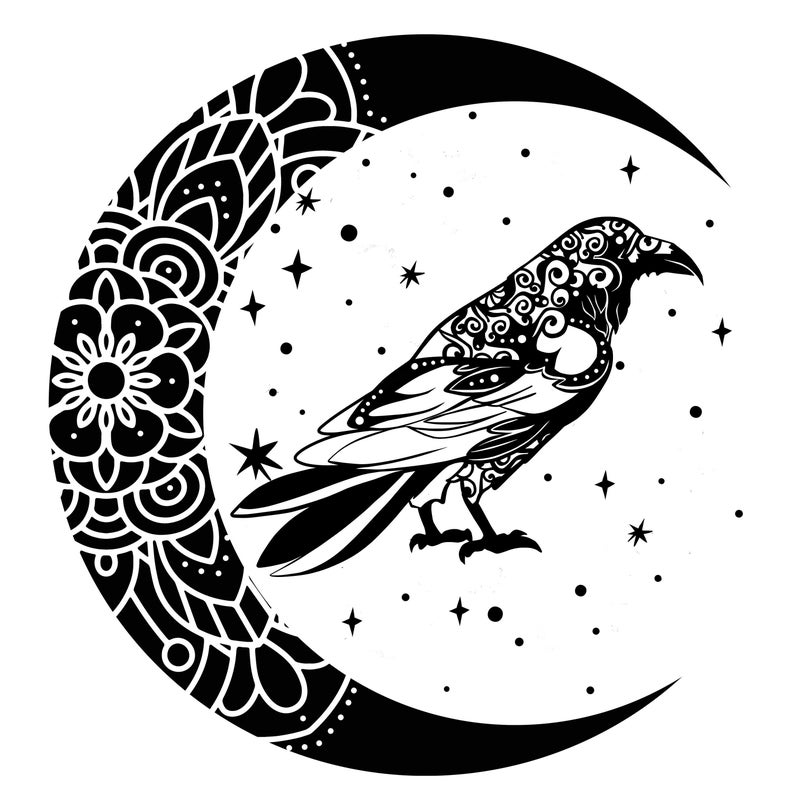 Crow & Moon SVG / Crow SVG / Moon SVG / Cricut Cutting File / - Etsy