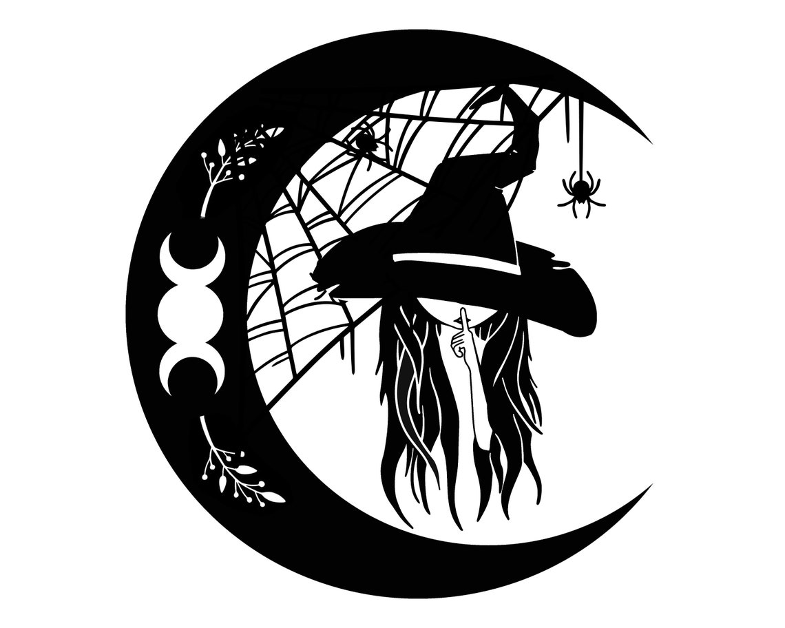 Moon Witch SVG / Cobweb Moon / Cute Witch / Cricut Cutting - Etsy UK