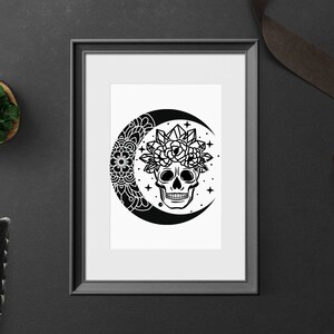 Skull & Moon SVG / Moon SVG / Mandala Moon SVG / Cricut Cutting File ...