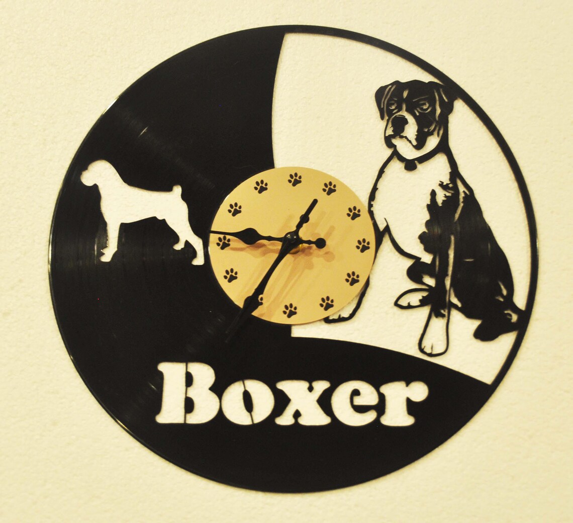 FREE SHIPPING Boxer Dog Pet themed Vinyl Album Record Clock | Etsy