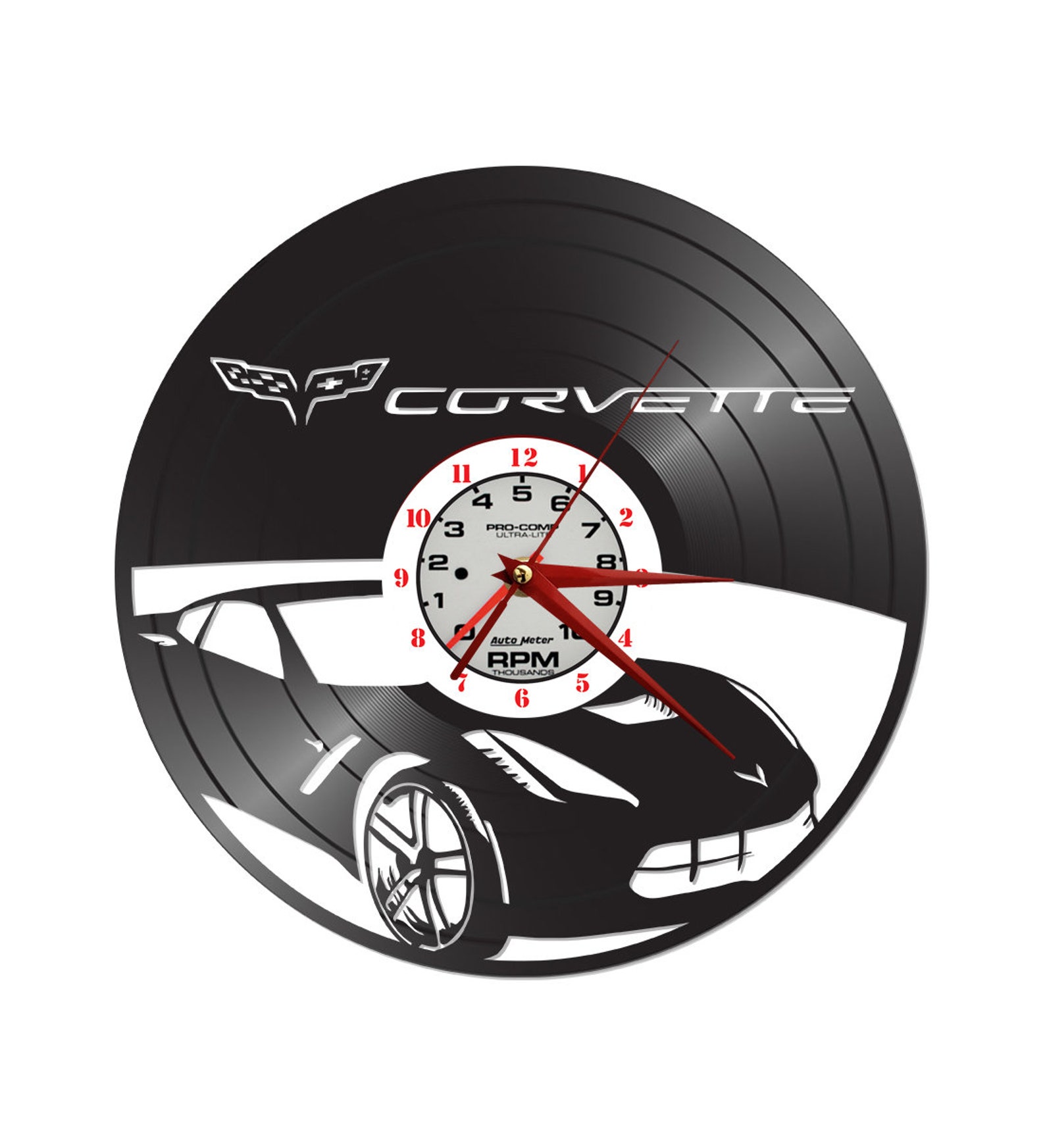 FREE SHIPPING!! Chevrolet Corvette Themed Vinyl Album Record Clock Made ...