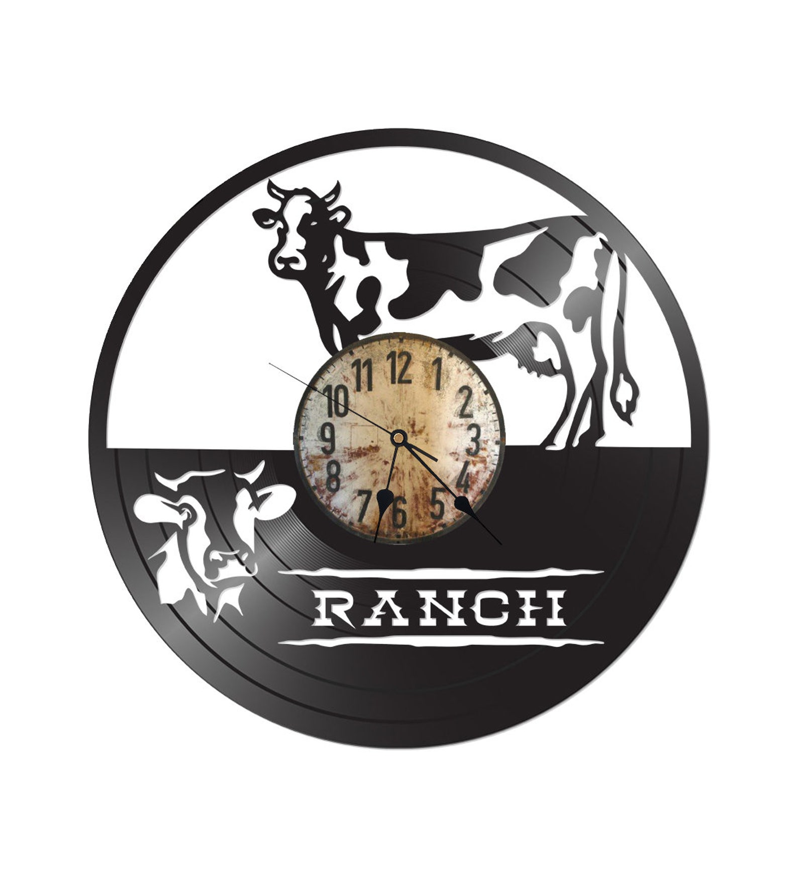 Vinyl Record Clock for Wall Ranch Cow Clock Vinyl Wall - Etsy