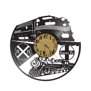 FREE Shipping!!vintage Re-purposed Vinyl Record Clock, Railroad, Train ...