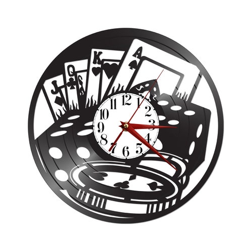 FREE Shippingrepurposed Vinyl Record Clock Poker/casino - Etsy