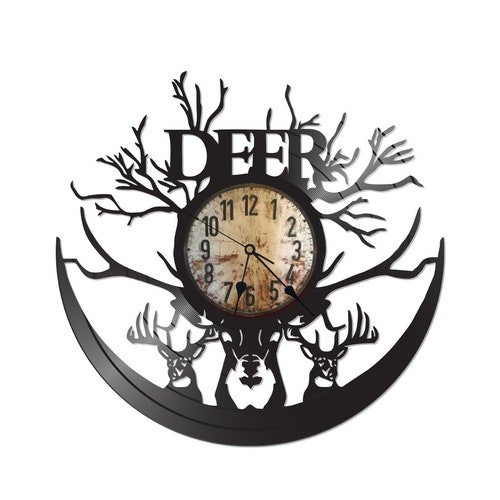 Hunting/deer Themed Vinyl Record Clock FREE SHIPPING in - Etsy