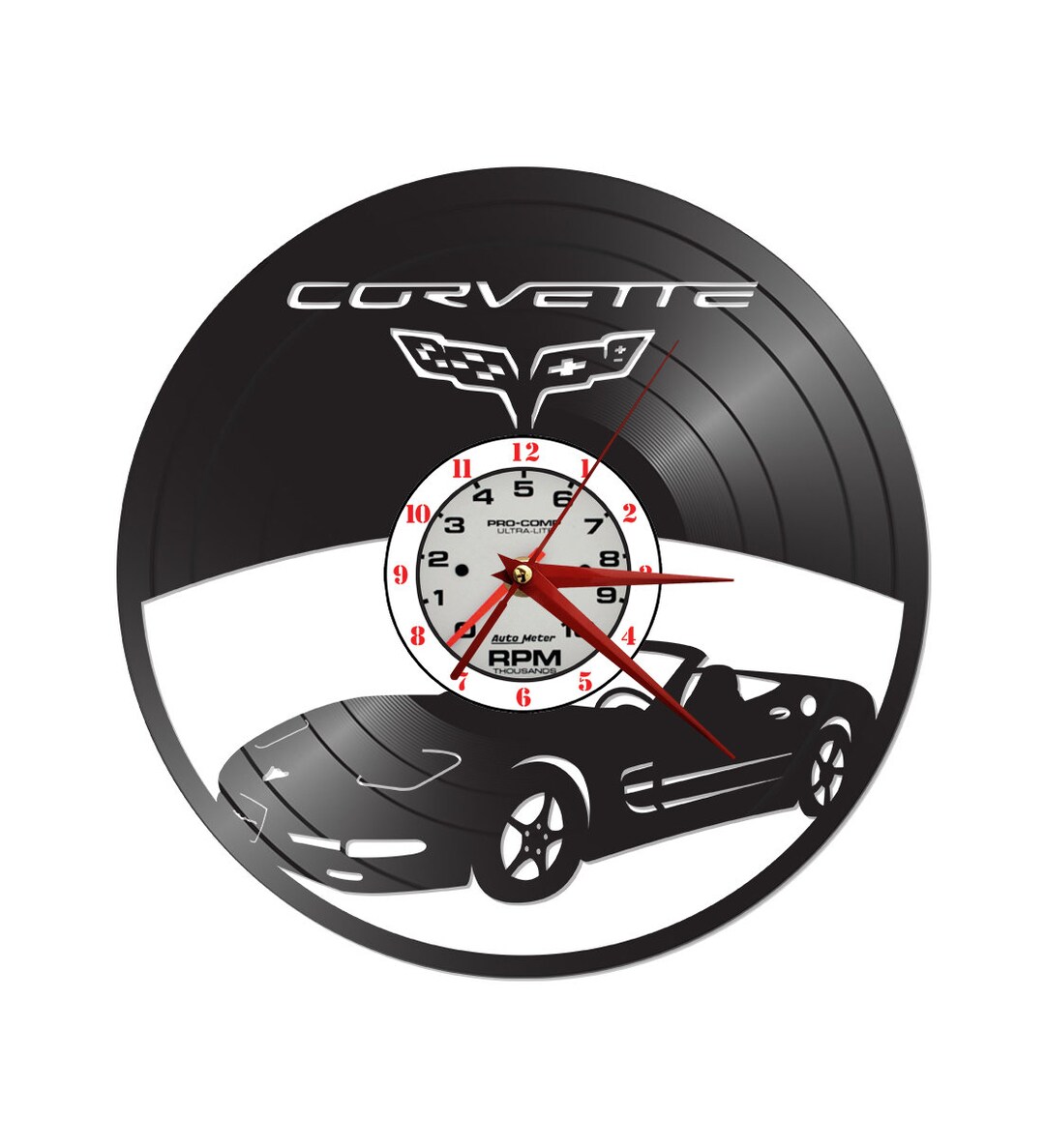FREE Shipping!!corvette Convertible Vinyl Record Clock, Vintage, Re ...