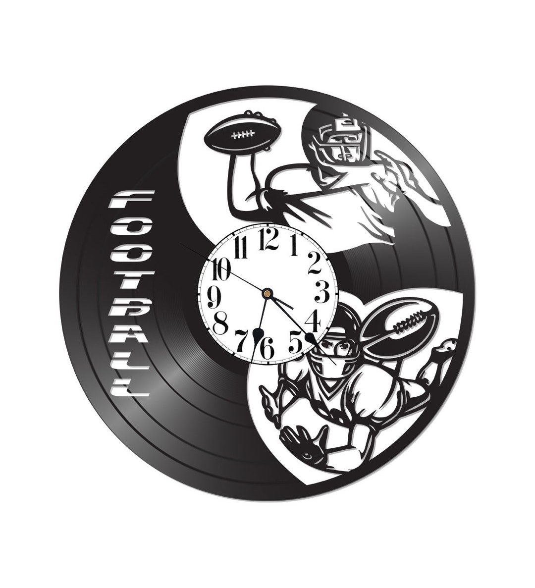 Vinyl Record Clock - Records for Wall - Football Clock - Sports Decor ...