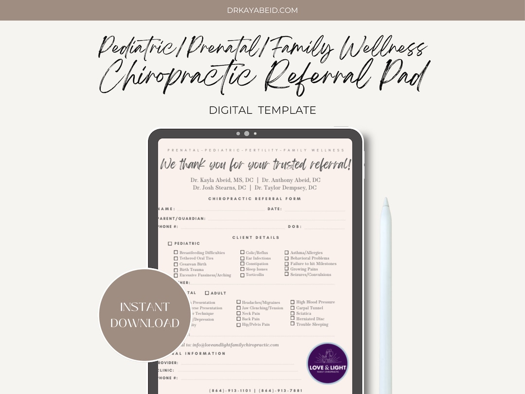 Chiropractic Office Referral Pad, Pediatric, Prenatal, Pregnancy ...