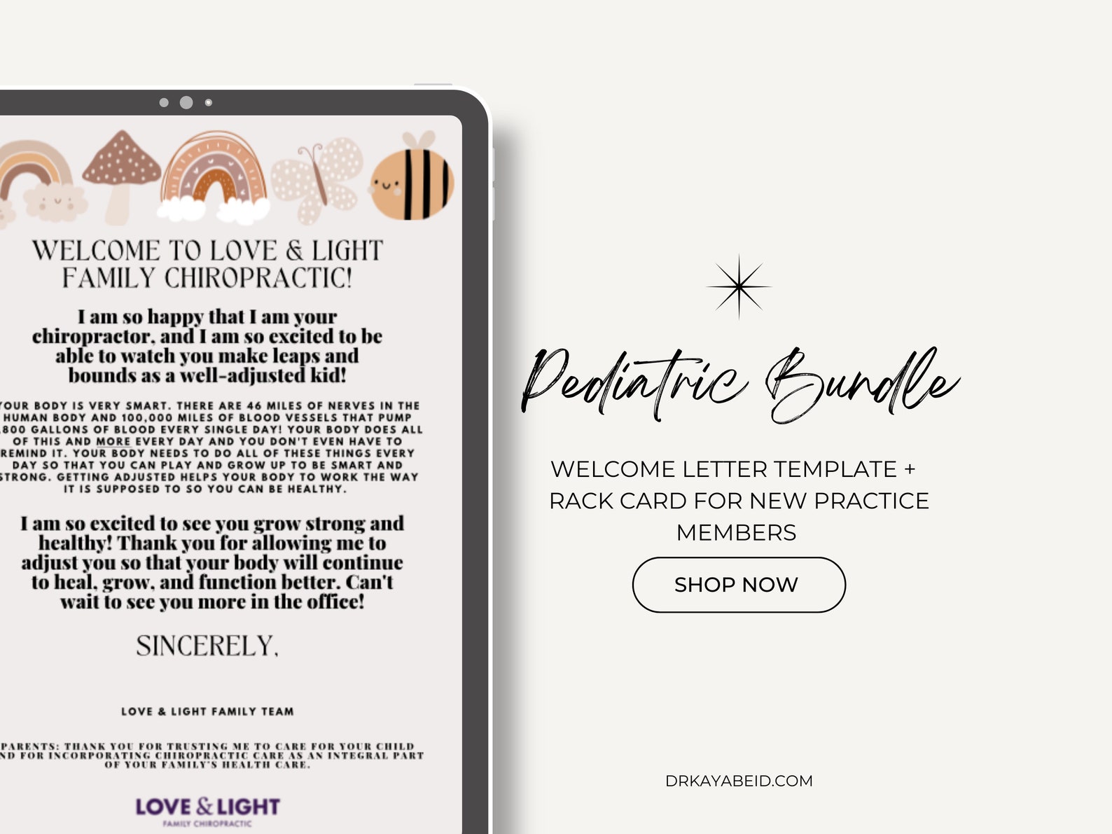Chiropractic Office Pediatric Bundle W/ Pediatric Welcome Letter ...