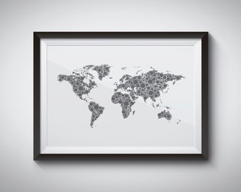 Large world map | Etsy