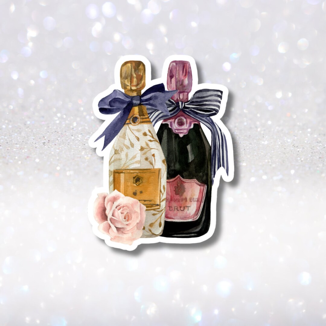 Coqutte Champagne Wedding Sticker Custom Elegant Wine Lover Gift Bridal ...