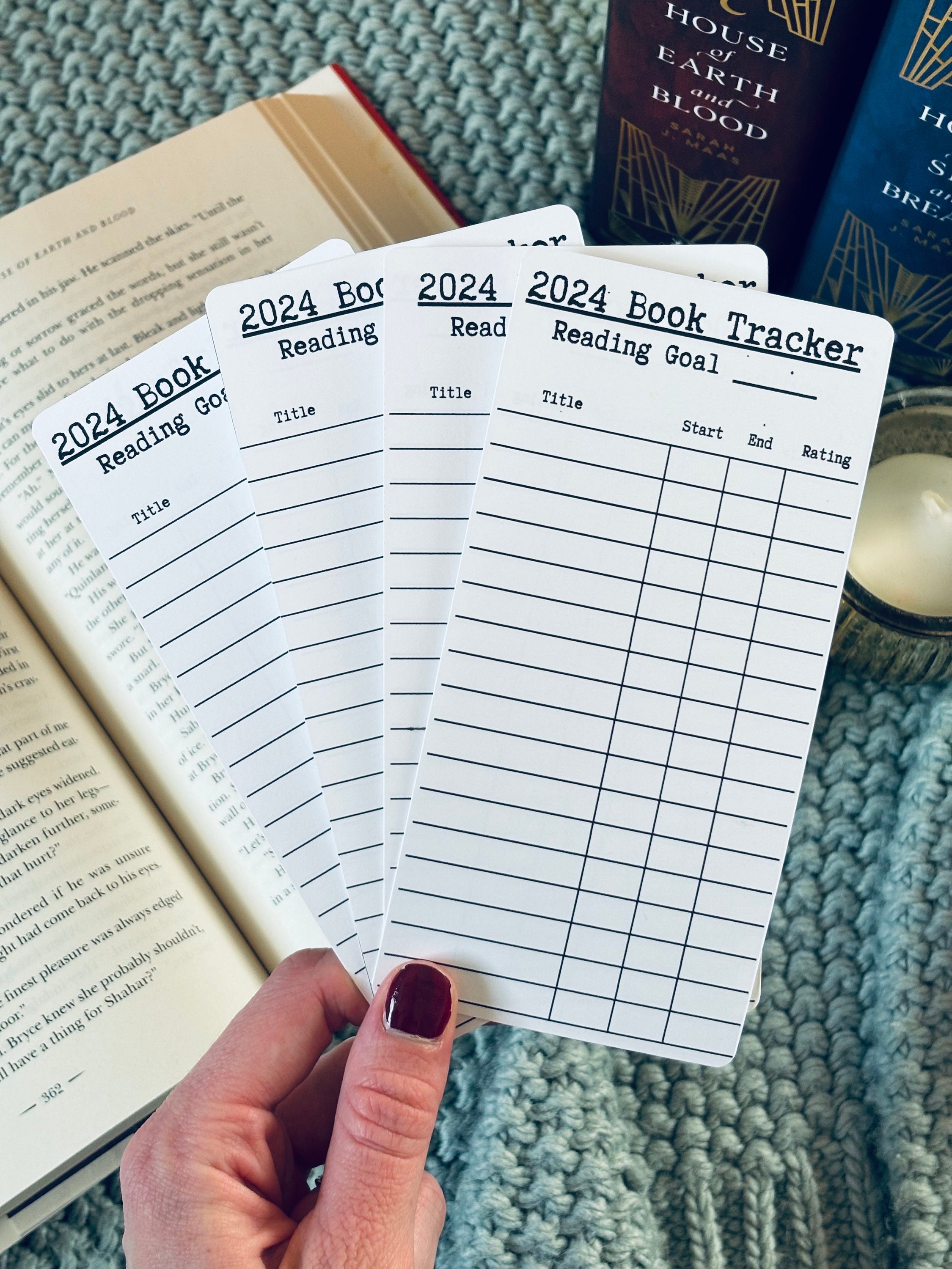 Book Tracker Bookmark Monthly Book Tracker Habit Tracker Custom ...