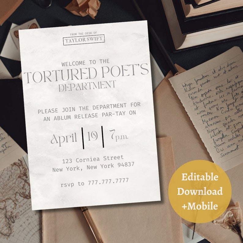 TTPD Release Party Invitation the Tortured Poets Department Listening ...