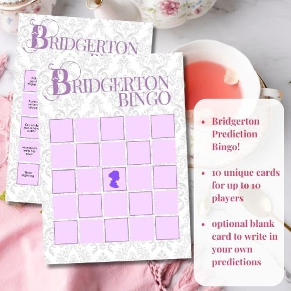 Bridgerton Bingo Game, Watch Party, Regency Era Viewing Party ...