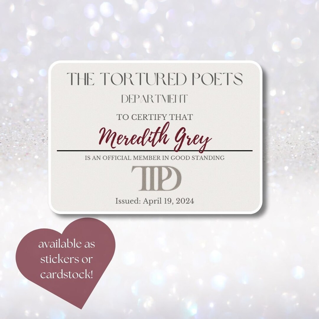 TTPD Membership Card the Tortured Poets Department Album Release Party ...