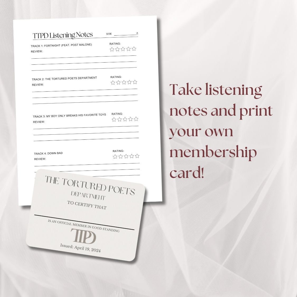 TTPD Printable Party Bundle the Tortured Poets Department Games Bingo ...