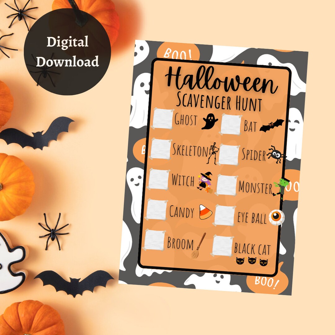 Halloween Scavenger Hunt Kids Classroom Activity - Printable Scavenger ...