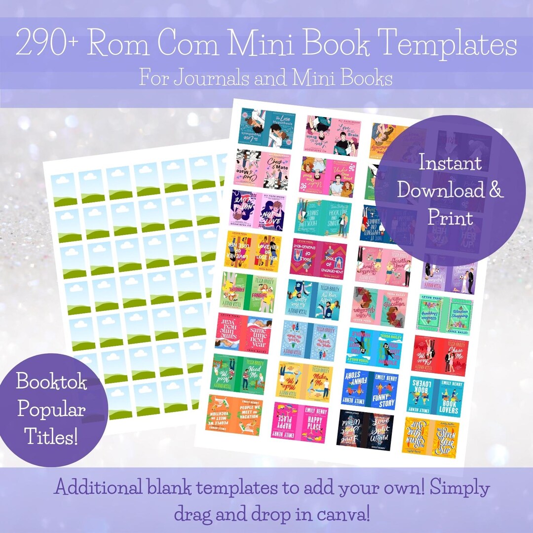 Romantic Comedy Mini Book Cover Template | Romance Booktok Reading ...