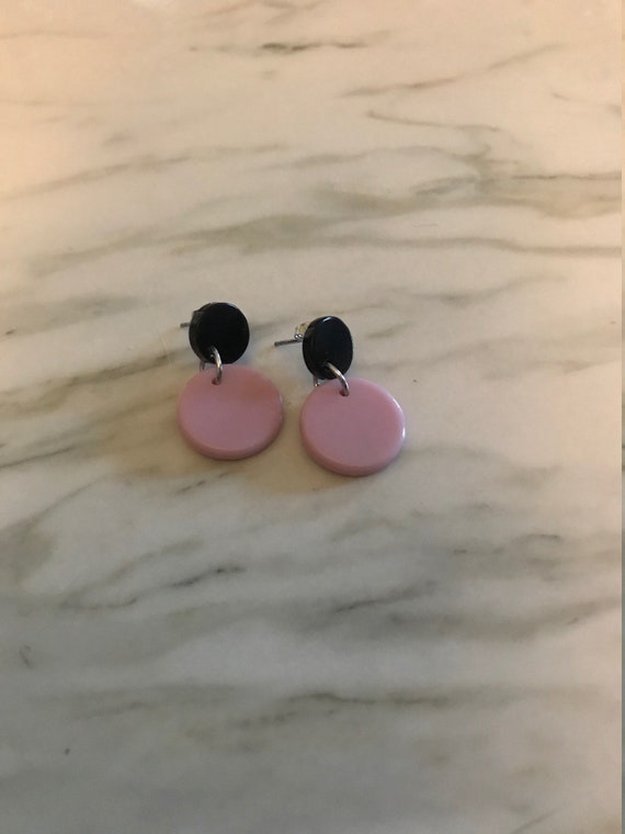 Black and Pink Studs - Etsy