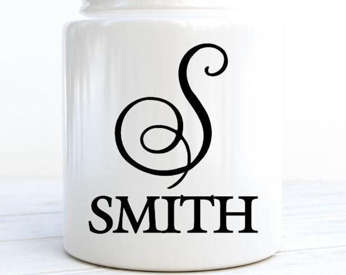 Custom Last Name Decal, Milk Can Decal, Laurel Wreath Family Name Decal ...