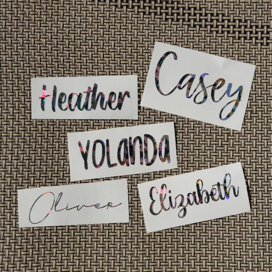 Custom Vinyl Text Decal / Name Decal / Measured by Length / Silver ...