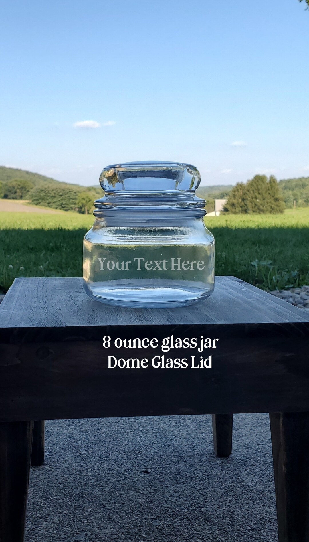 Candy Jar Personalized Etched Your Text or Logo With Glass Top Lid 8 ...