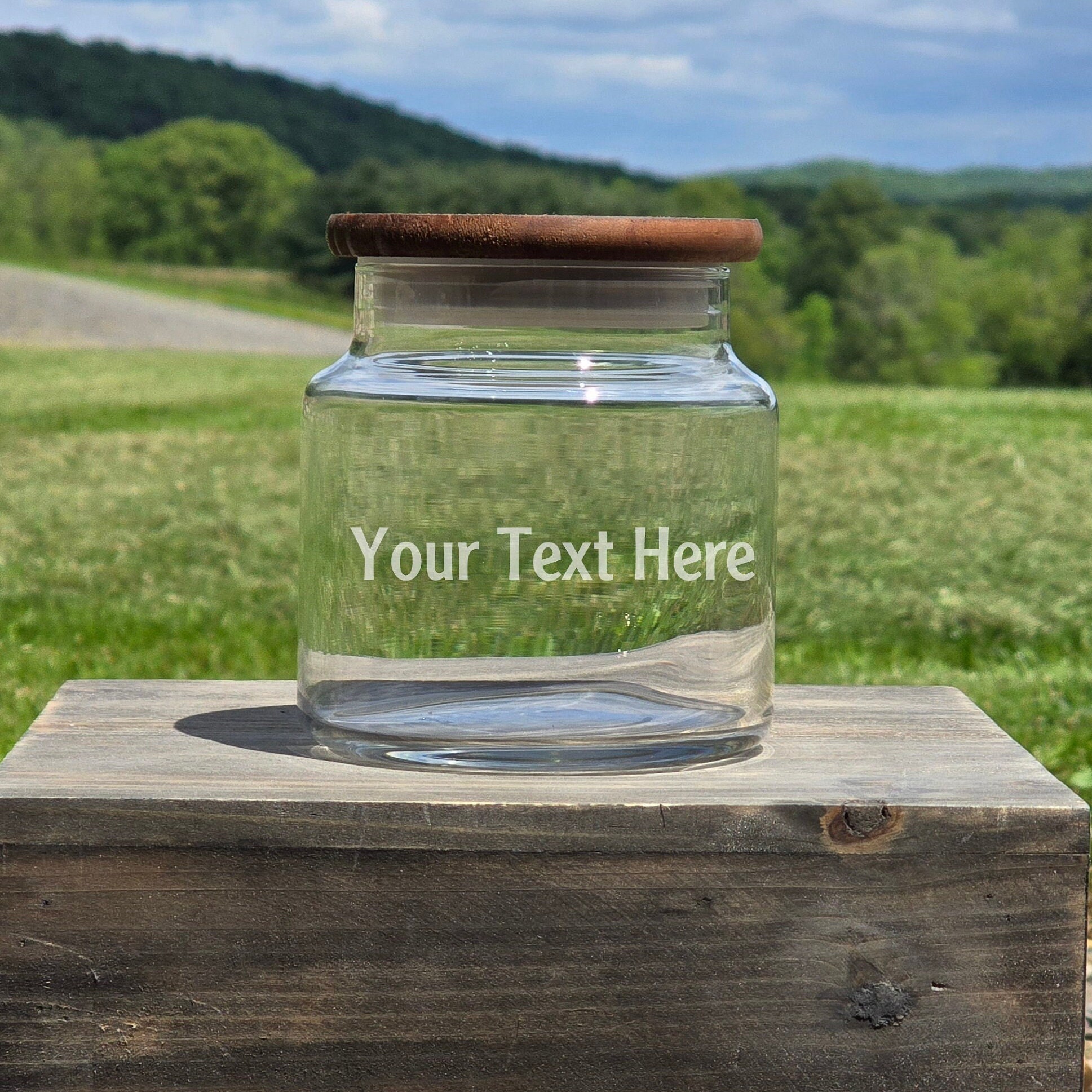 Custom 16 Ounce Etched Glass Candy Jar - Personalized With Your Text ...