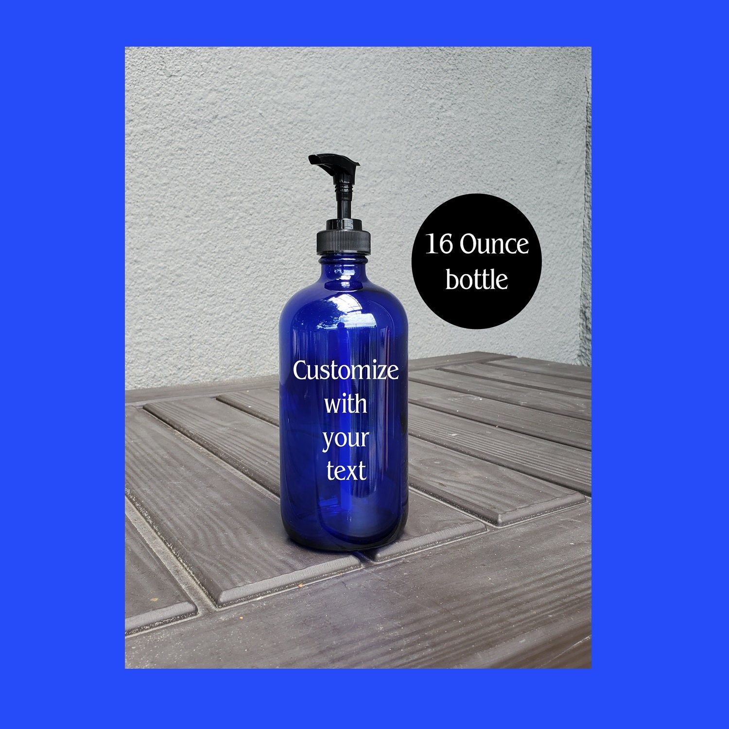 Blue Glass Dispenser With Plastic Hand Pump 16 Oz | Etsy