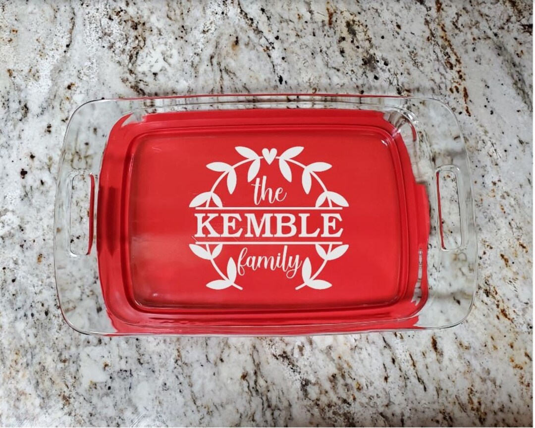 Etched Pyrex Baking Casserole Dish With Red Lid - 3 Quart 13" X 9" or 2 ...