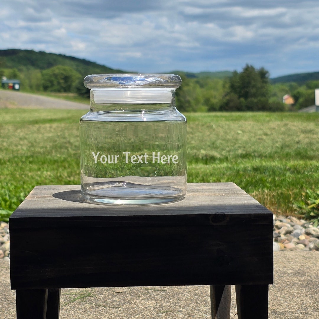 Custom 16 Ounce Etched Glass Jar - Personalized With Your Text - Lid ...