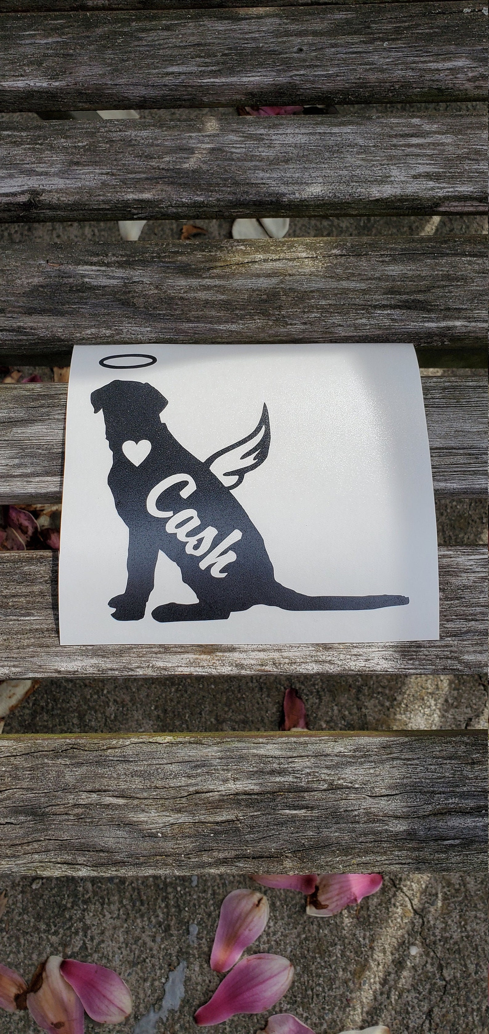 Angel Lab Silhouette With Wings Halo Heart and Name Vinyl - Etsy