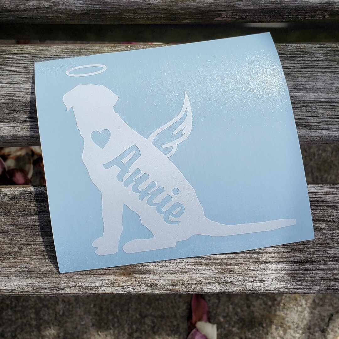 Angel Lab Silhouette With Wings, Halo, Heart and Name - Vinyl Graphic ...