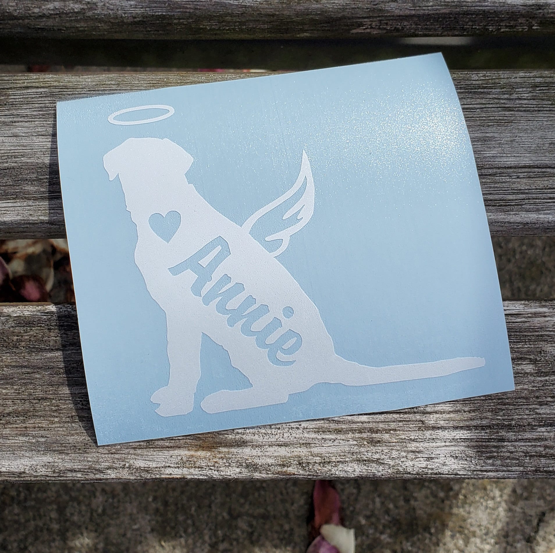 Angel Lab Silhouette with Wings Halo Heart and Name Vinyl | Etsy