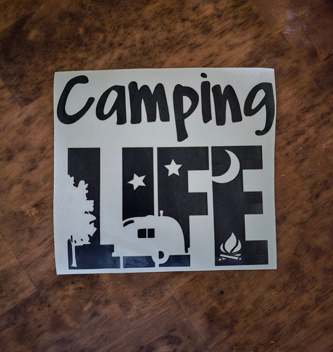 Camping Life Vinyl Decal - Camper / Stars Camp Fire - Many Color ...
