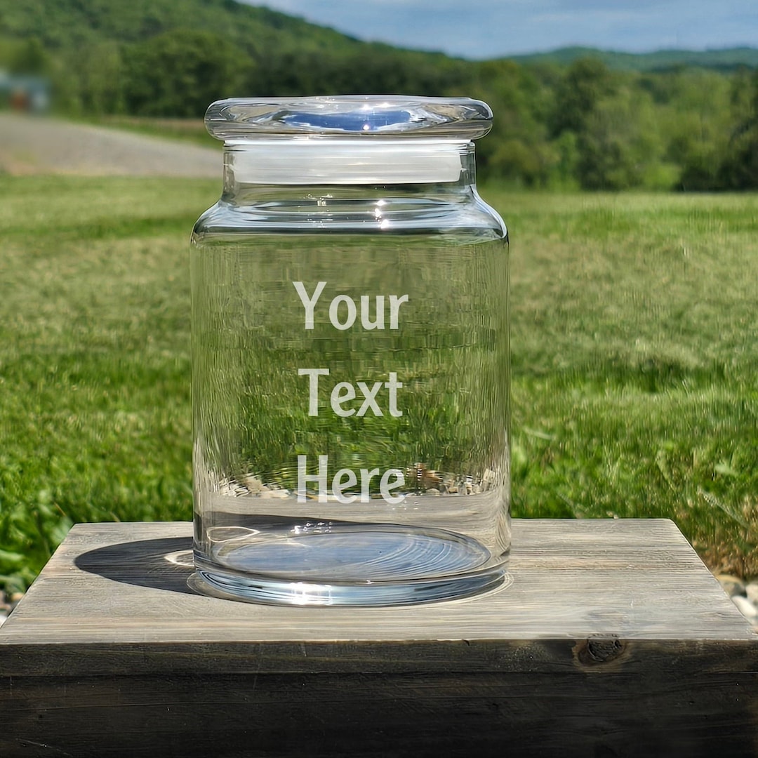 Custom Etched Candy Jar - 26 Ounce Jar With Glass Lid or Stained Top - Etsy