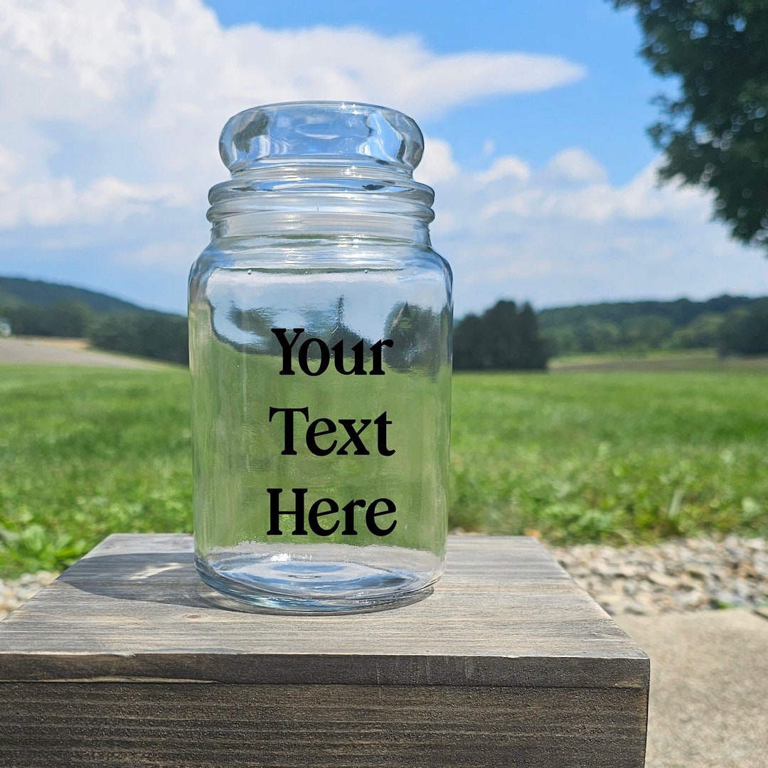Candy Jar - Personalized With Vinyl Decal - Your Text or Logo With Dome ...