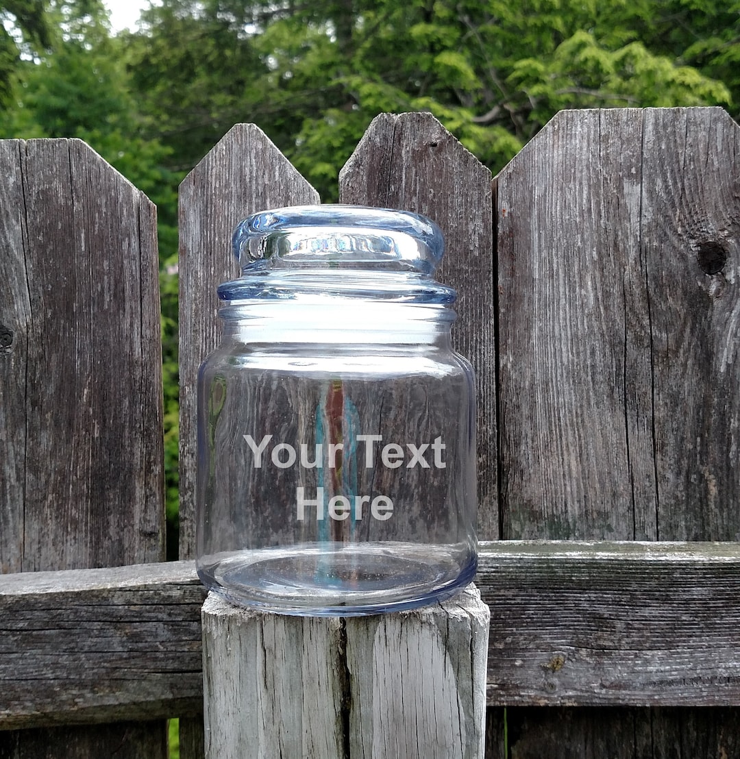 16 Ounce Candy Jar - Personalized Etched - Your Text or Logo With Glass ...