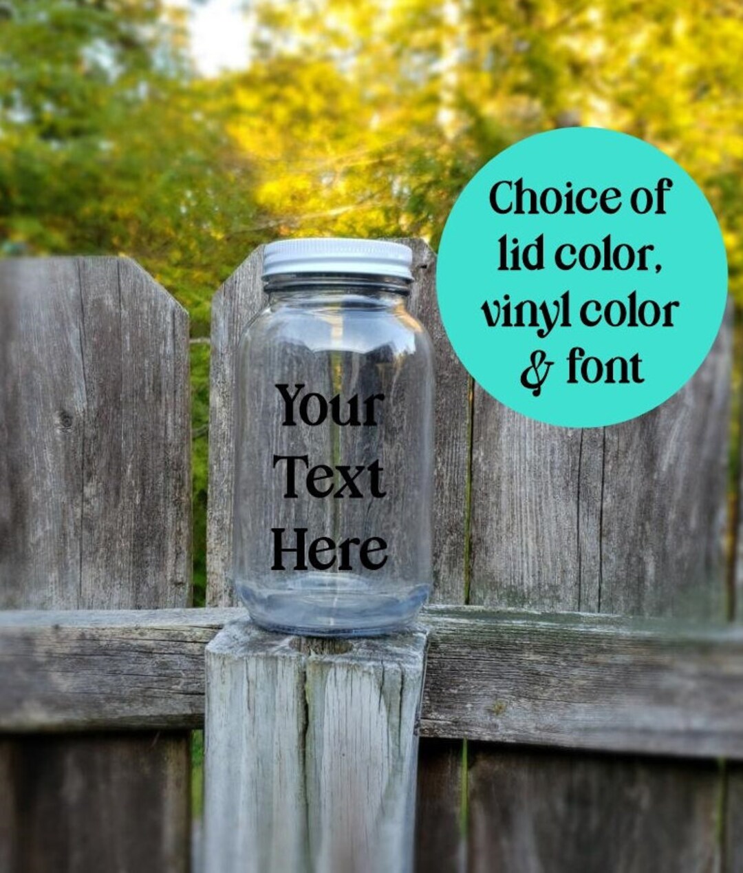 Quart Mason Jar With Solid Lid Custom Personalized With Vinyl Decal ...