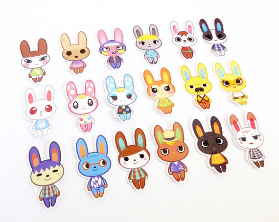 assorted ACNL rabbit villagers glitter sticker set SET OF 5 | Etsy