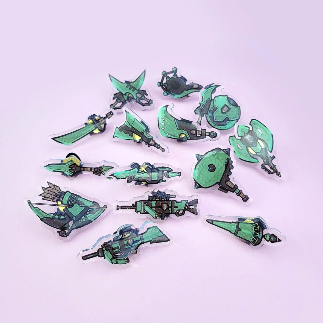 MHR Kamura Defender Weapons Glitter Acrylic Pins - Etsy
