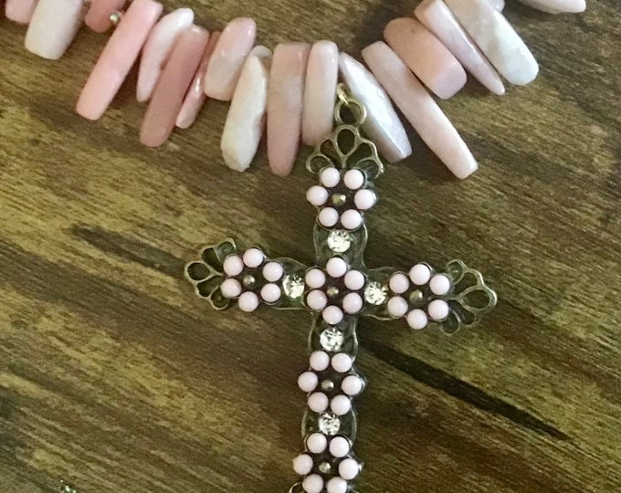 Light Pink Cross Necklace - Etsy