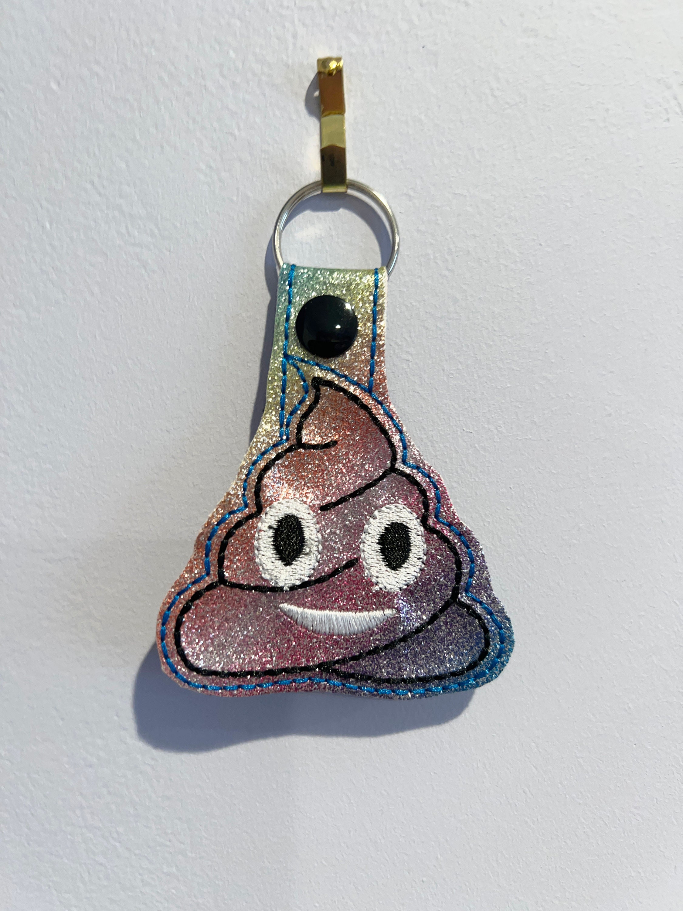 Rainbow Poop Embroidered Vinyl Keychain - Etsy