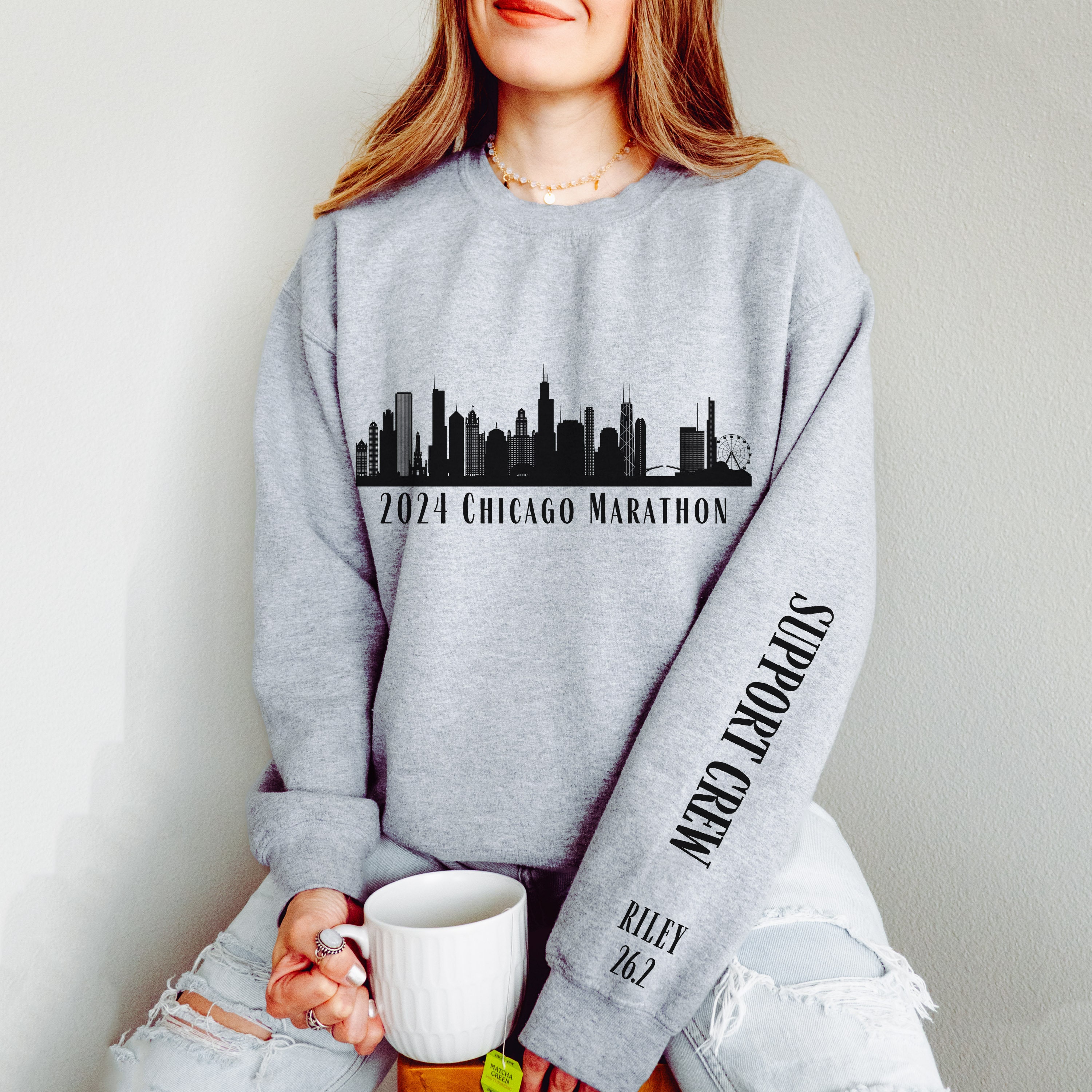 Chicago, Personalized Marathon Support Crew Sweatshirt, Marathon ...