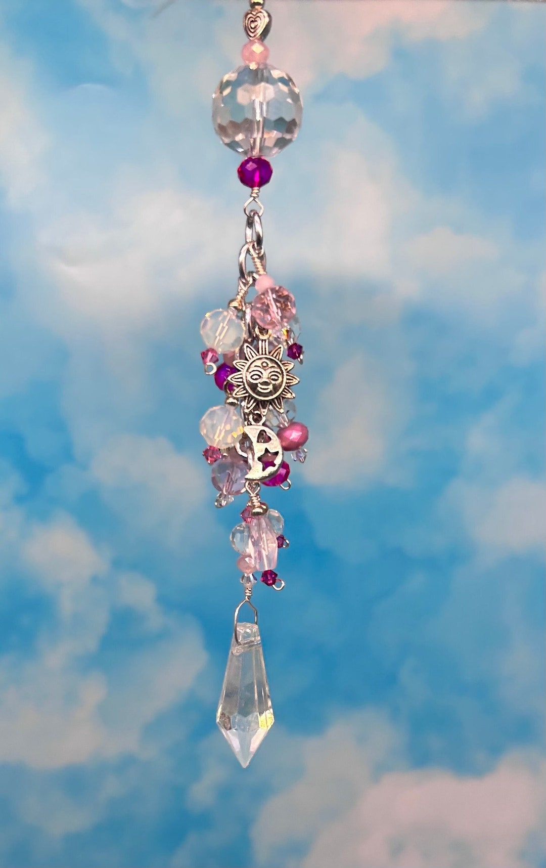 Crystal PINK Car Charm, Car Charm Rear View Mirror, Rear View Mirror ...
