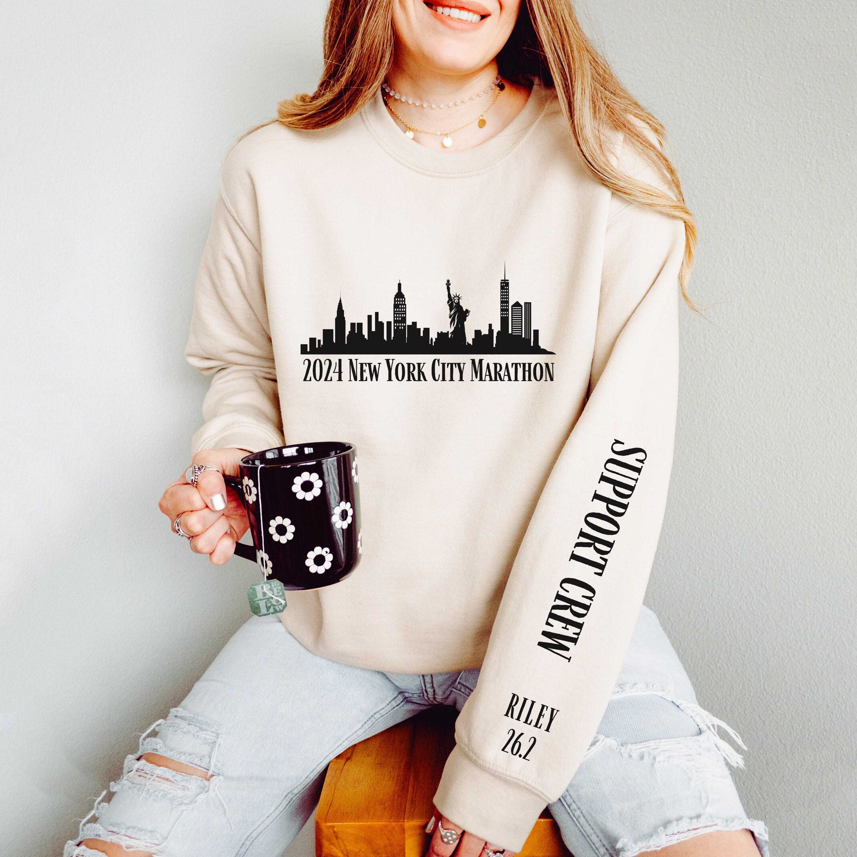 New York City, Personalized Marathon Support Crew Sweatshirt, Marathon ...